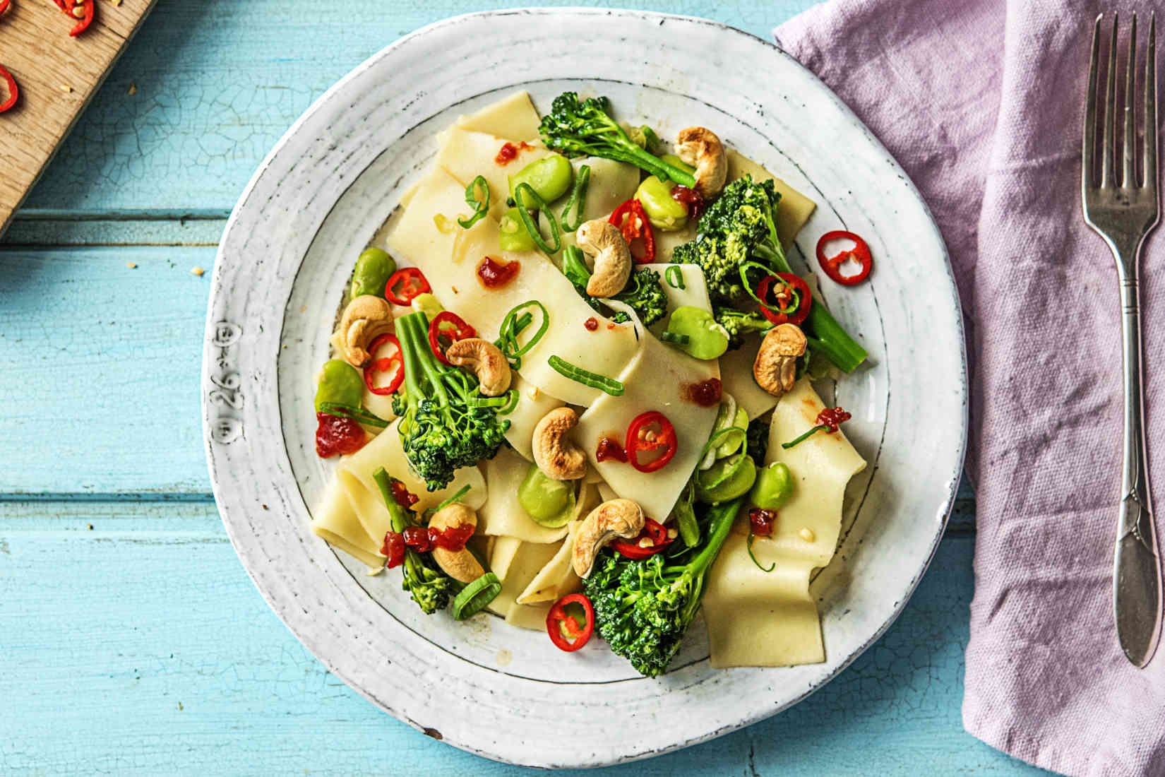 Sriracha-Sesame-Wonton-Pasta-with-Baby-Broccoli-and-Edamame | Feel ...