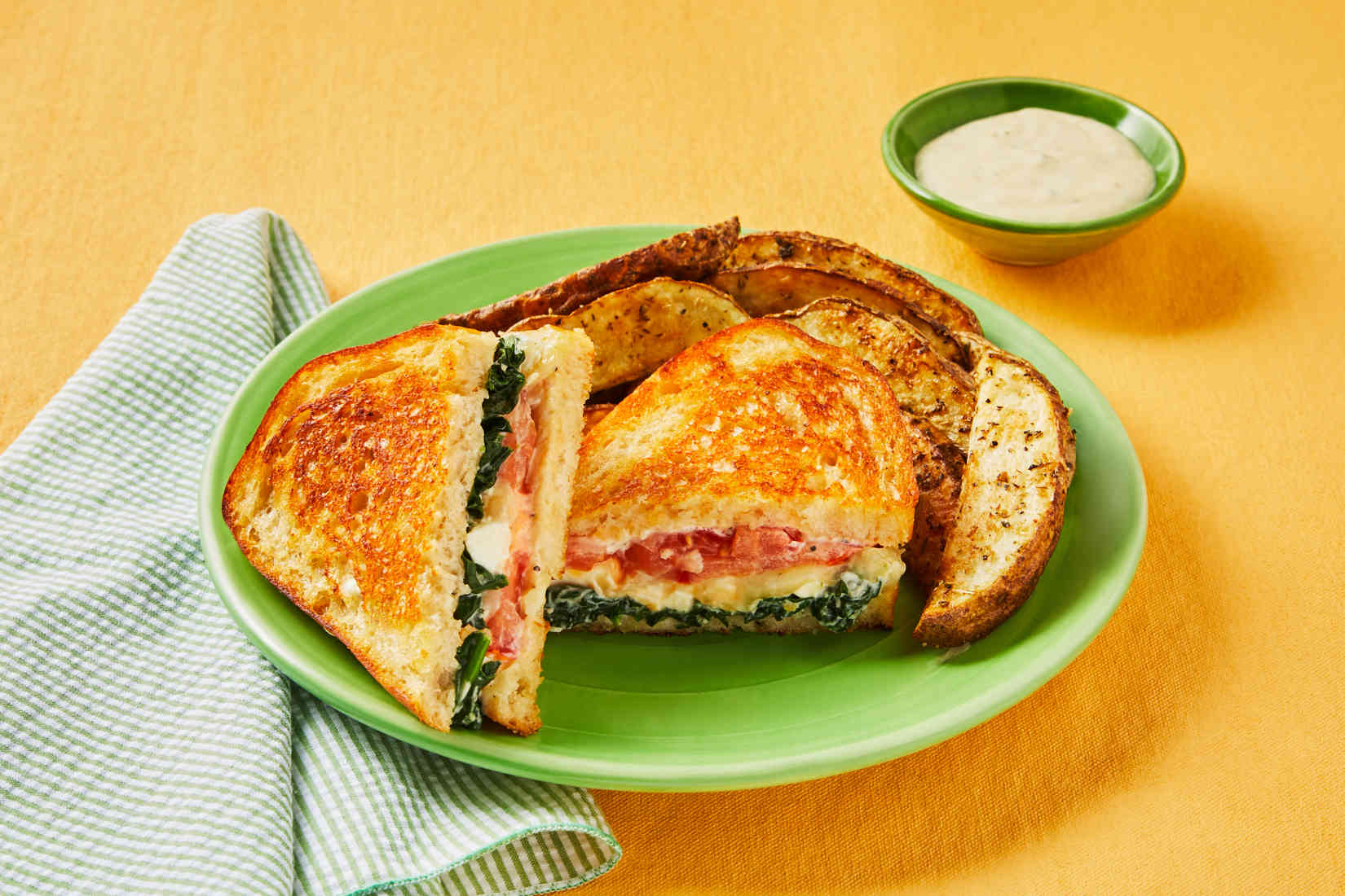 Cheesy-Spinach-Tomato-Feta-Panini-with-Lemon-Oregano-Potato-Wedges ...