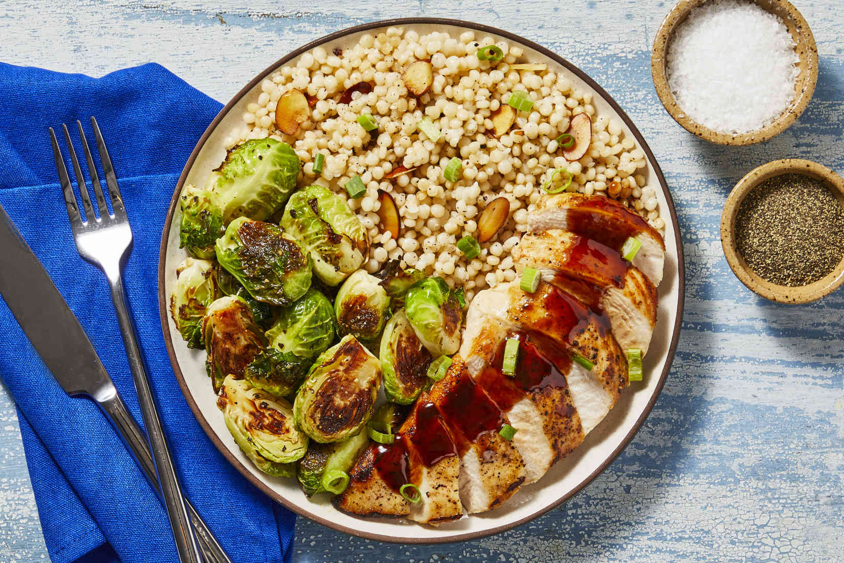 Cherry-Balsamic-Chicken-with-Almond-Couscous-Roasted-Brussels-Sprouts ...